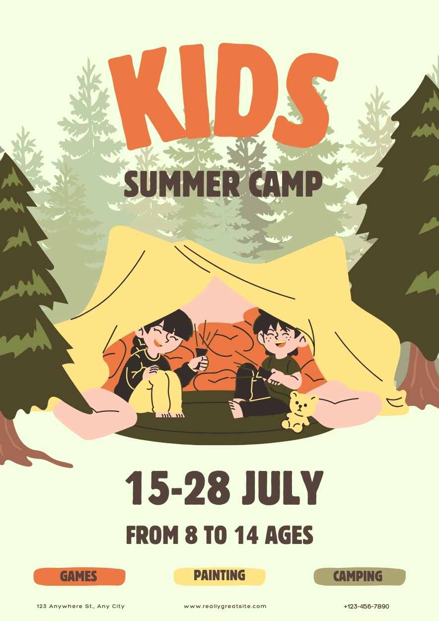 Póster Campamento de verano para niños - Slides gratis