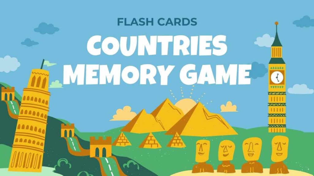Tarjetas flash de juegos de memoria de países ilustrados - Slides gratis