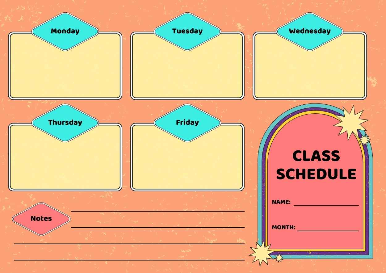 Horario de clases retro - Slides gratis