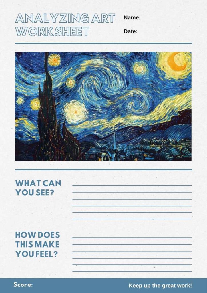 Hoja de trabajo de análisis de arte simple - Slides gratis